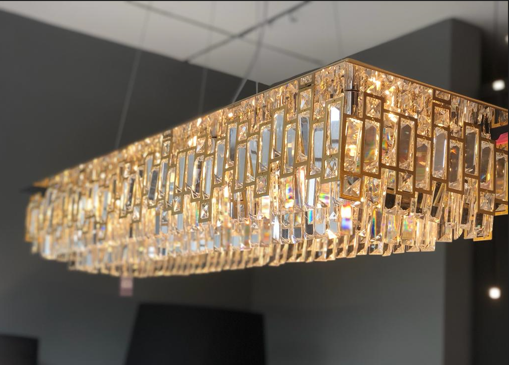 Pendente Lívia Wide Retangular 120x38cm Dourado Ouro | Boutique dos Lustres